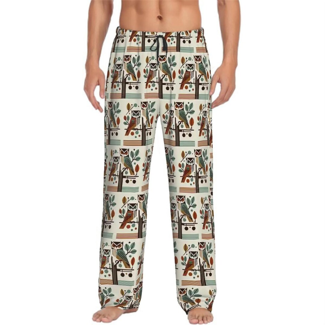 Mens Pajama Pants, Custom Hoot Owl Mid-century Modern Design, LGBT ...