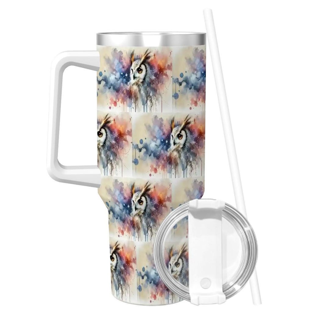 Insulated Mug, Owl Modern Watercolor Design, 40oz Tumbler, Gay Travel ...
