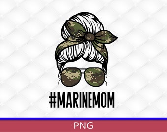 Marine Mom Messy Bun Png - Etsy