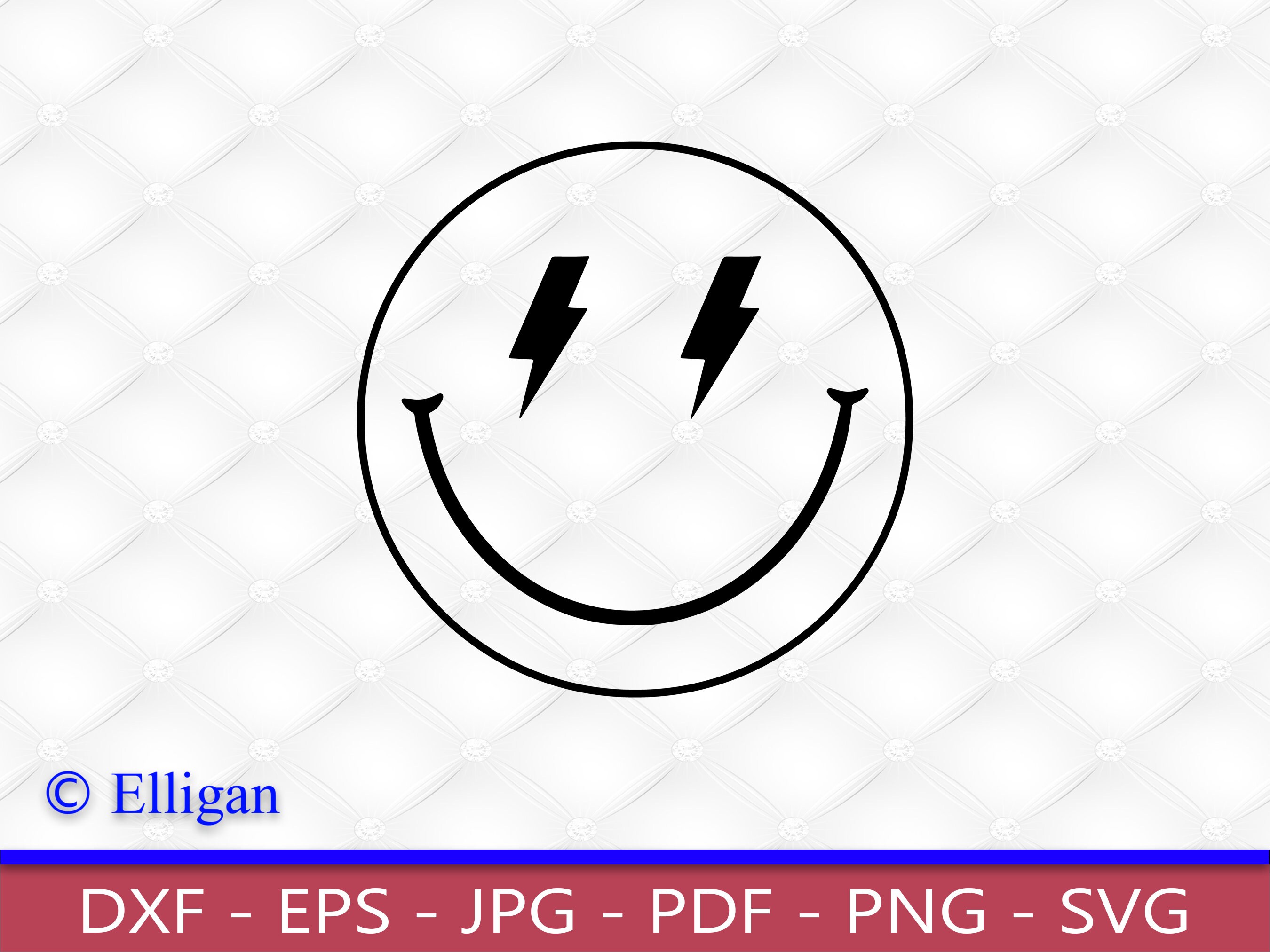 Smiley Gezicht Bliksem Ogen SVG PNG - Etsy Nederland