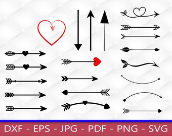 5 Arrows SVG PNG Split Half Clipart Bundle | Etsy