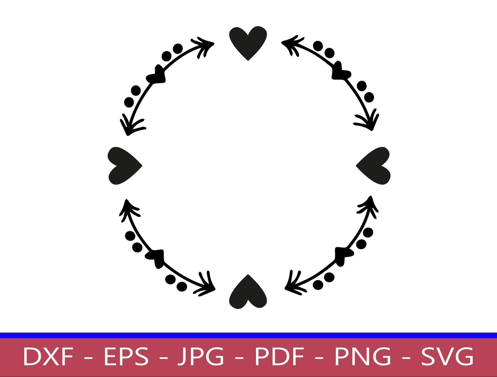 Arrows and Hearts Wreath SVG PNG Clipart - Etsy