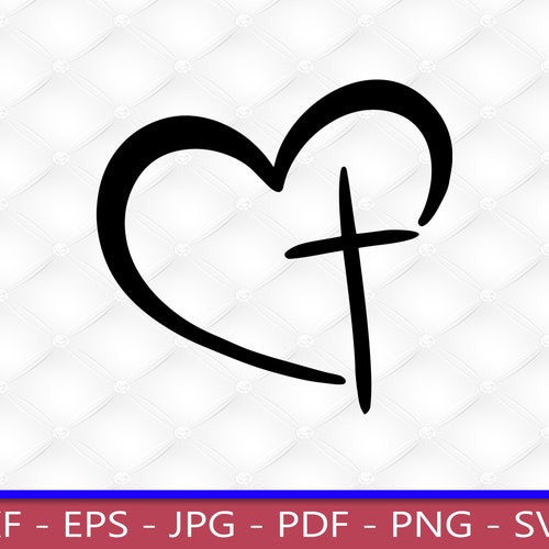 JESUS HEART CROSS Svg Instant Download Cross Svg Cross Svg - Etsy