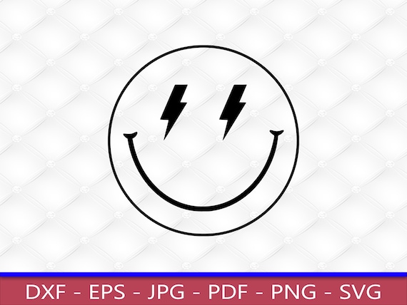 Smiley Face Lightning Eyes SVG PNG - Etsy India