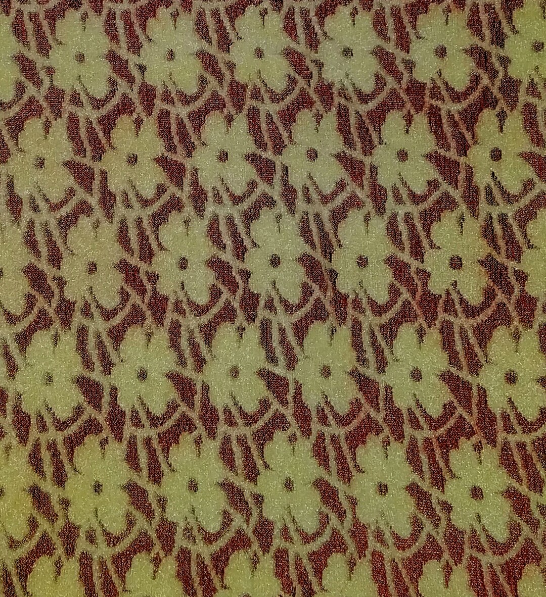 Maroon Fuzzy Yellow Floral Stretch Fabric (F40) - Etsy