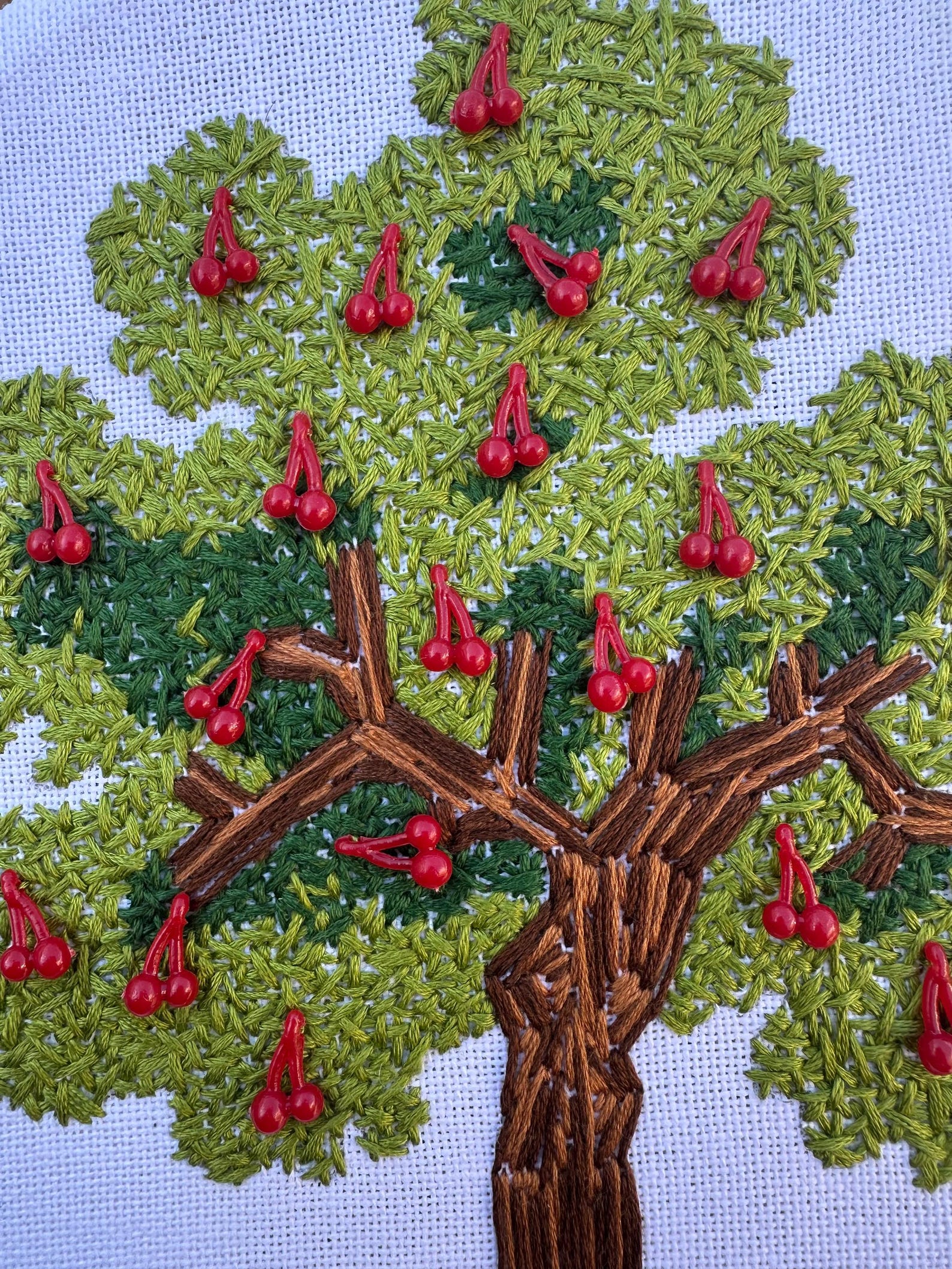 Cherry Tree Embroidery With Beads - Etsy