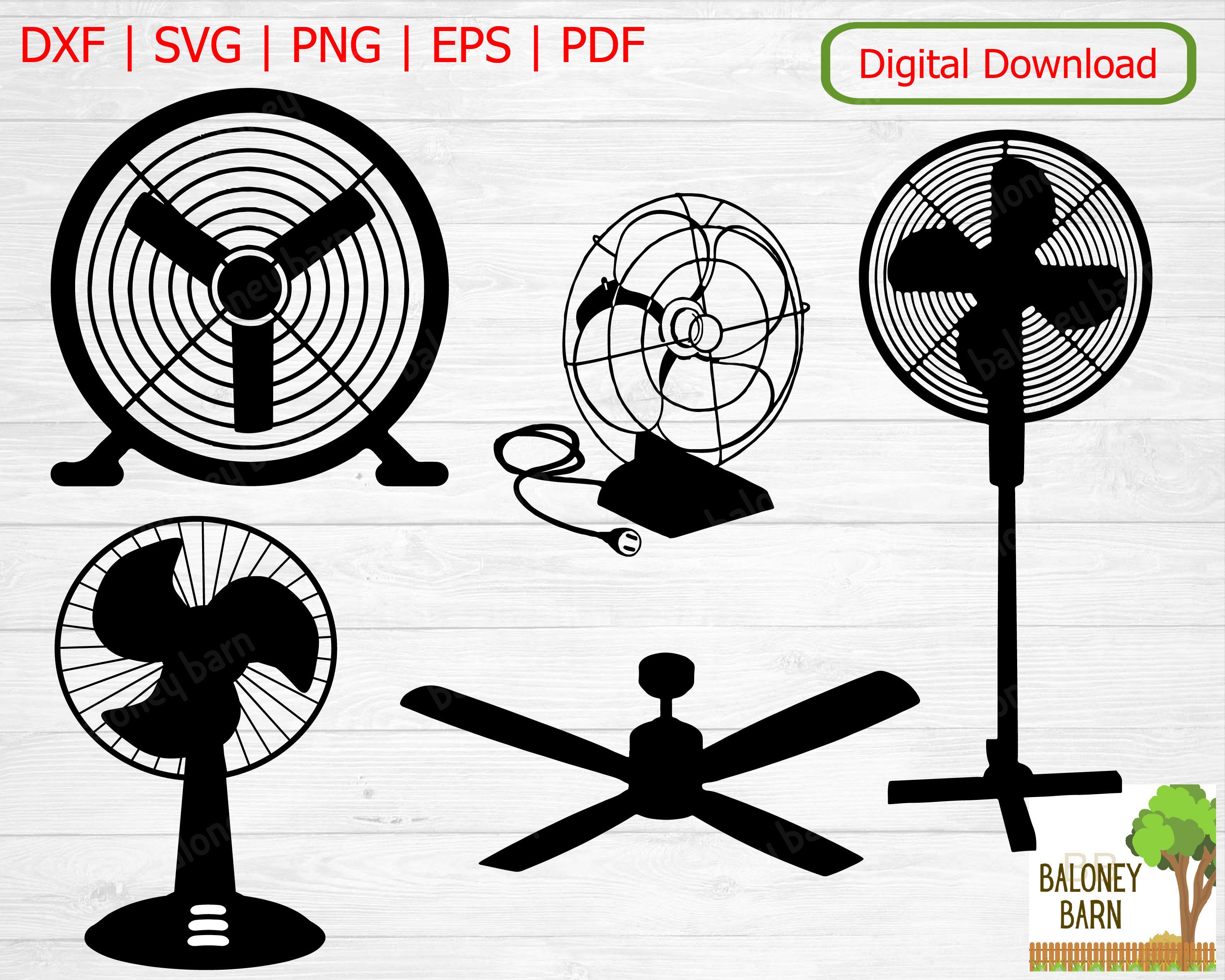 Fan Clipart SVG Fans Silhouette Ceiling Fan Floor Fan - Etsy