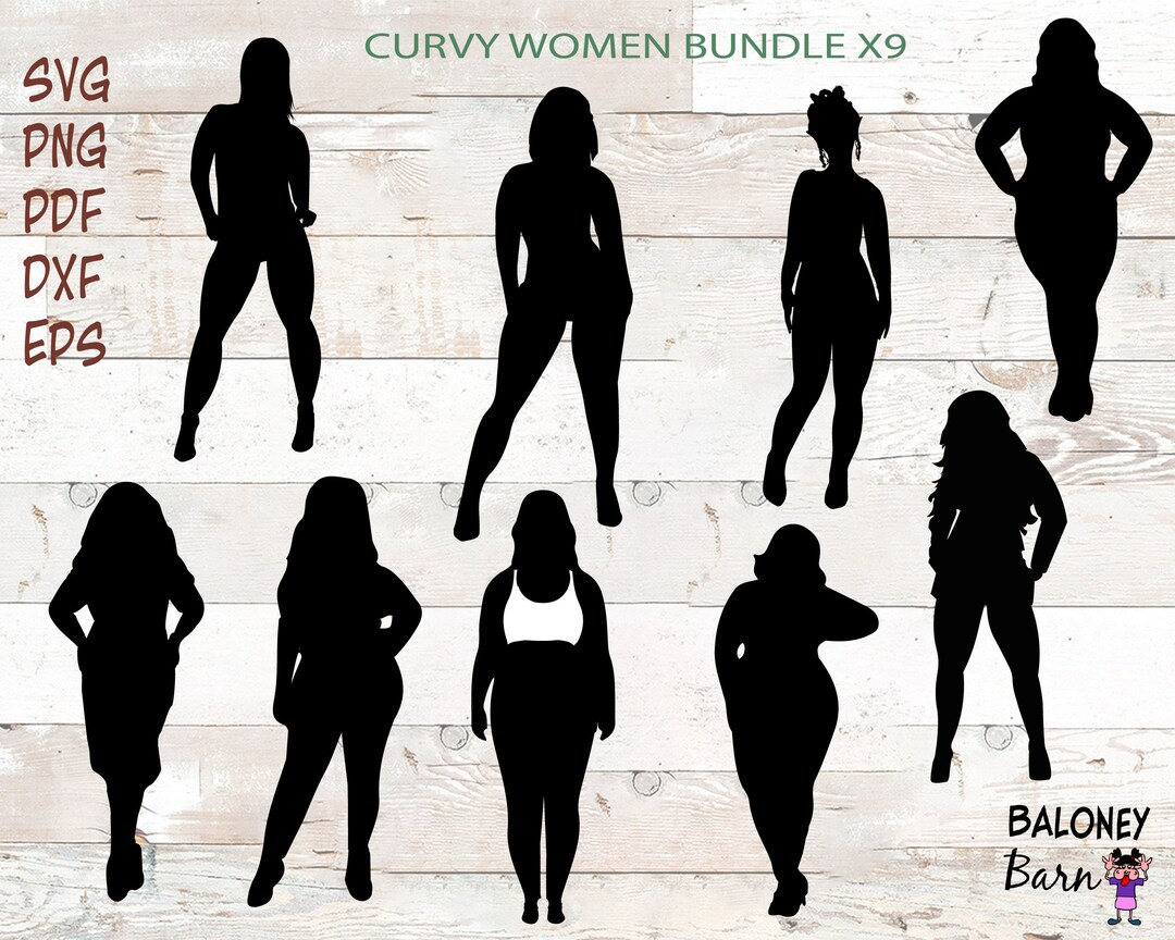 Curvy Woman Clipart BBW Girls SVG Full Figured Silhouette - Etsy