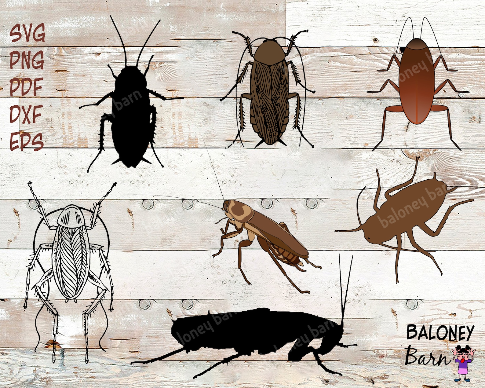 Cockroach Clipart Roach SVG Cockroach Silhouette Crawling - Etsy