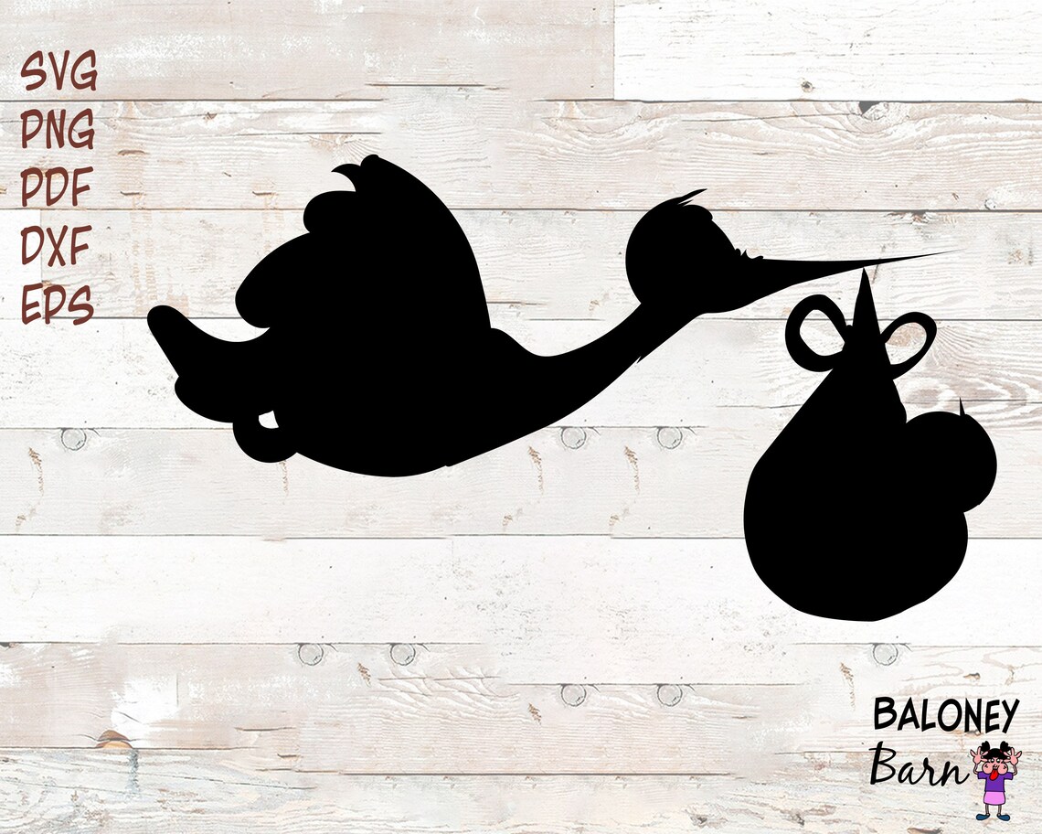 Stork Clipart Baby on the Way SVG Baby and Stork Silhouette - Etsy