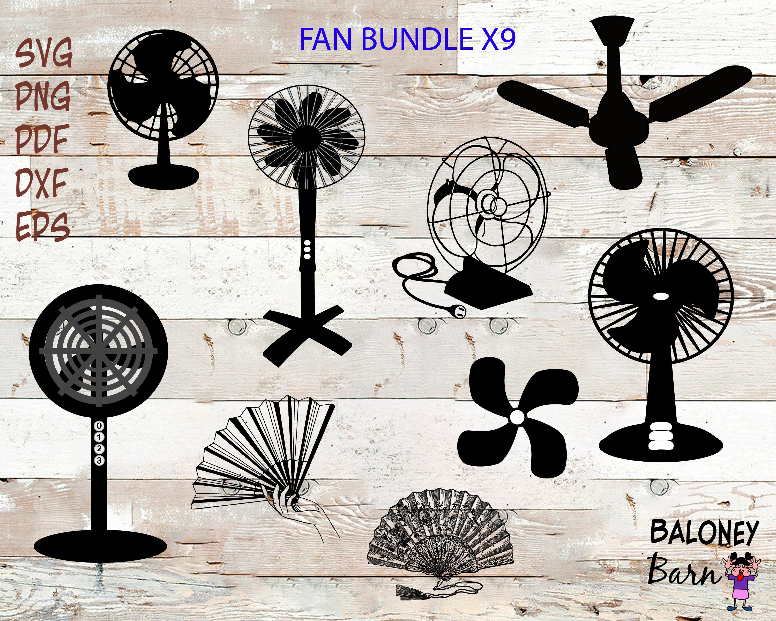 Fan Clipart SVG Fans Silhouette Ceiling Fan Hand Fan | Etsy