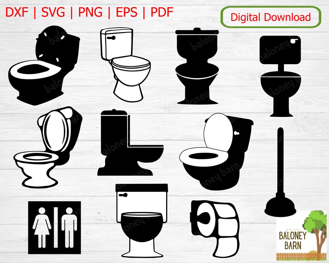 Toilet Clipart, Toilet SVG, Toilet Silhouette, Plunger Toilet Paper ...