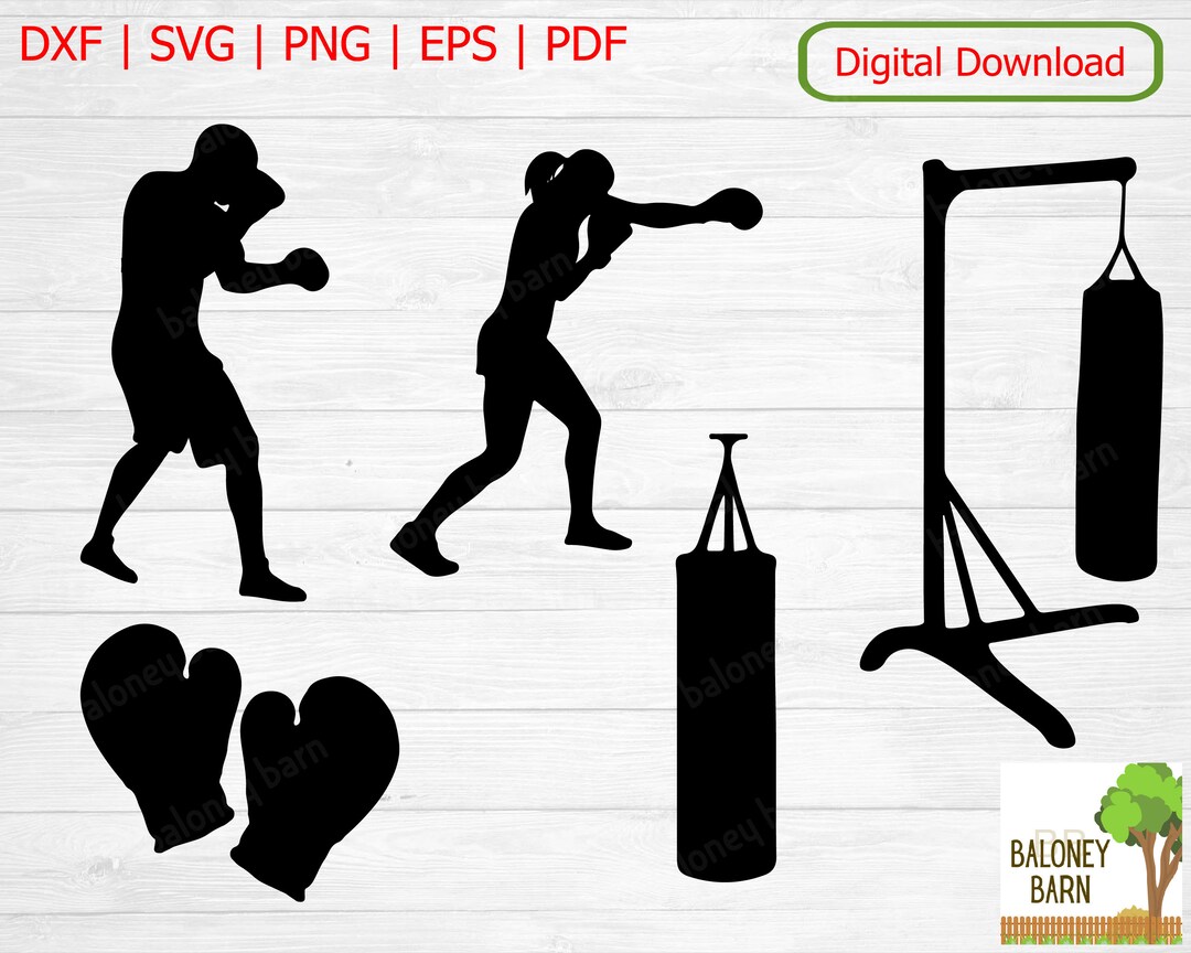 Boxing Clipart, Boxer SVG, Box Silhouette, Fight Sport, Punching Bag ...