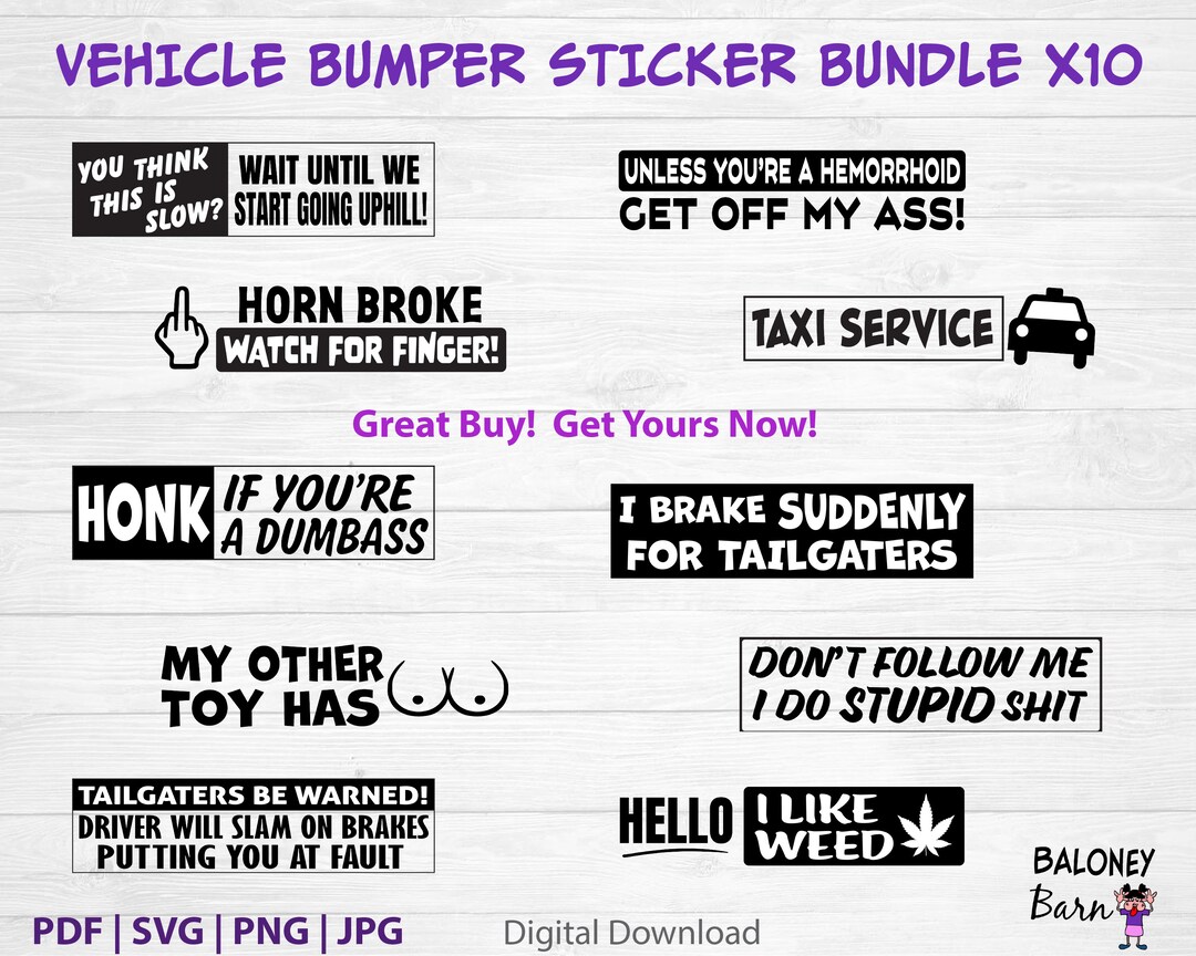 Vehicle Bumper Sticker Bundle Vehicle Sticker Window Decal - Etsy