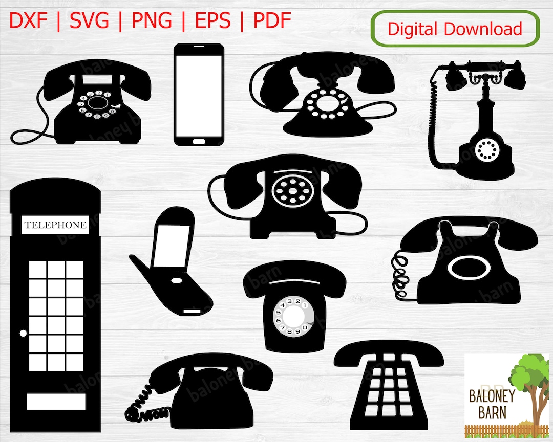 Phones Clipart SVG Telephone Silhouette Phone Designs - Etsy