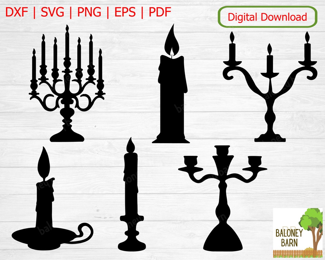 Candle Clipart, Candle Holder SVG, Candles Silhouette, Candelabra Image ...