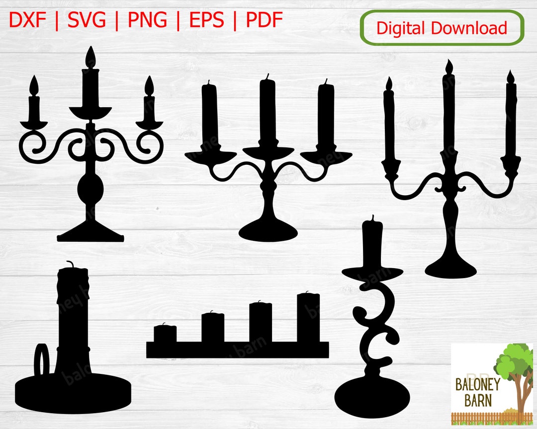 Candle Clipart, Candle Holder SVG, Candles Silhouette, Candelabra Decal ...