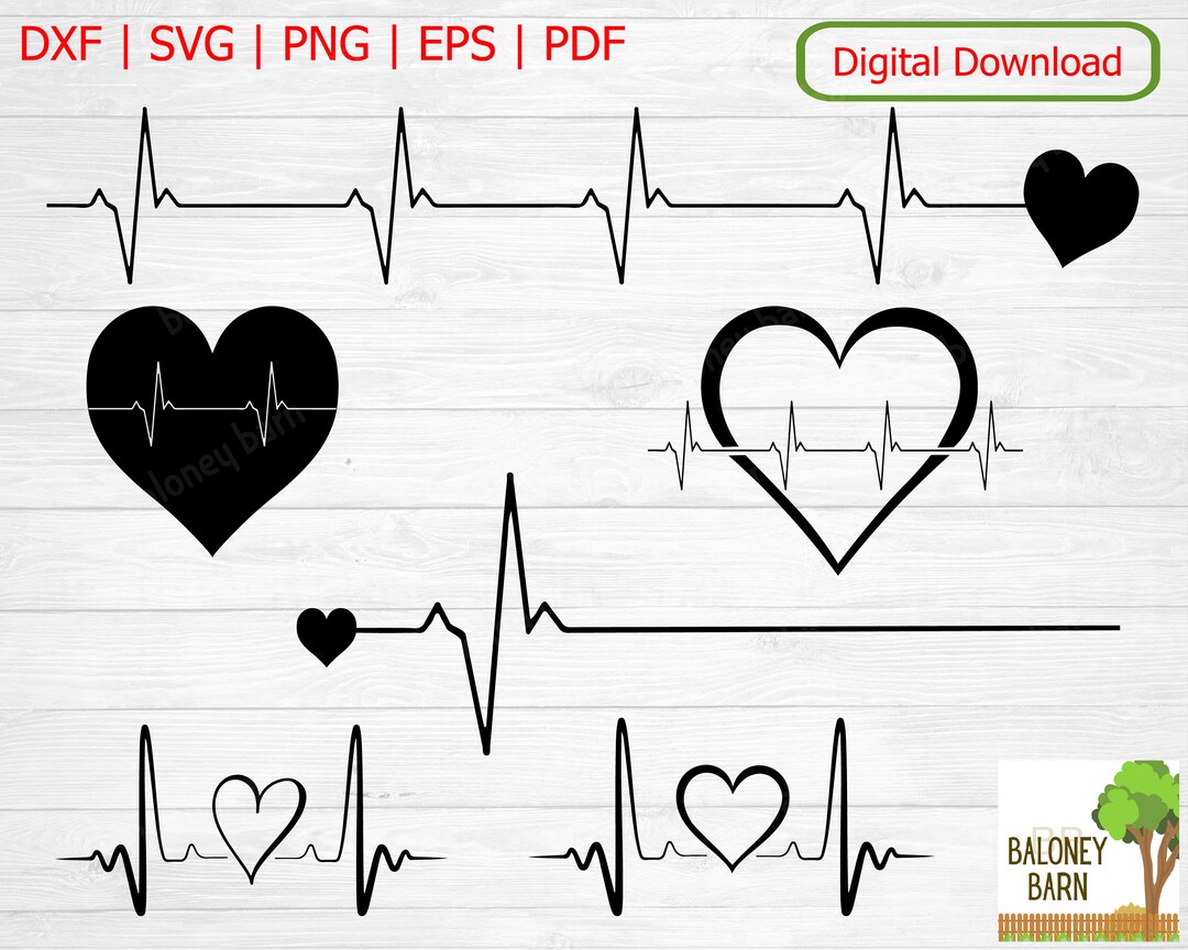 Heartbeat Clipart Heart Beat SVG Flatline Decal No Pulse - Etsy