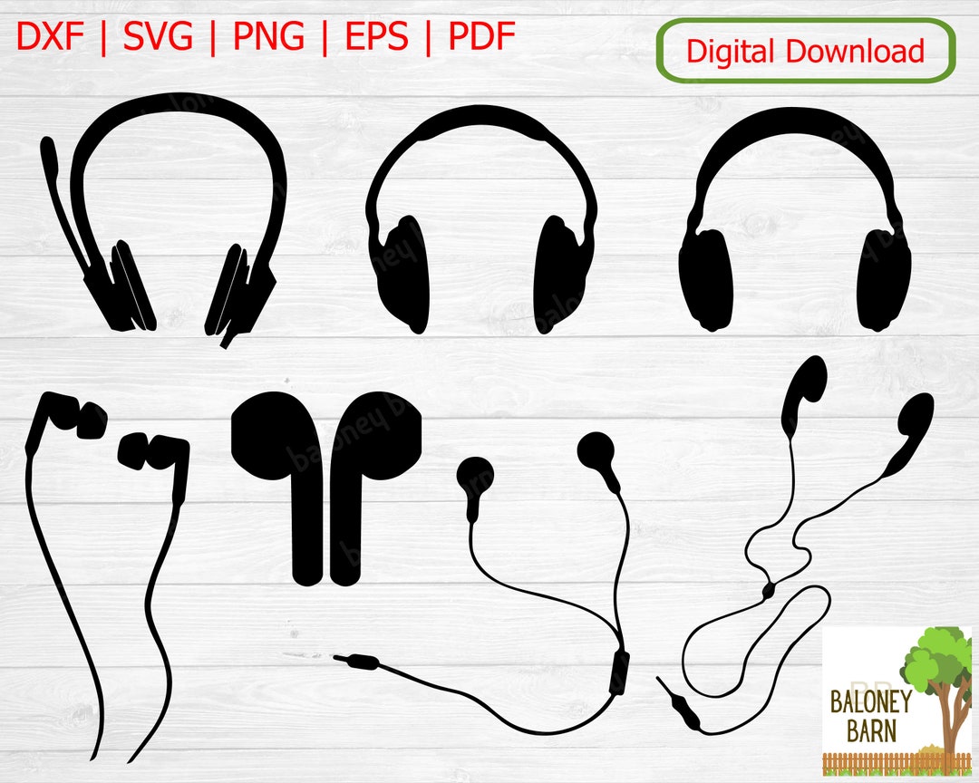 Headphones Clipart, Earbuds SVG, Headphone Silhouette, Gaming Headset ...