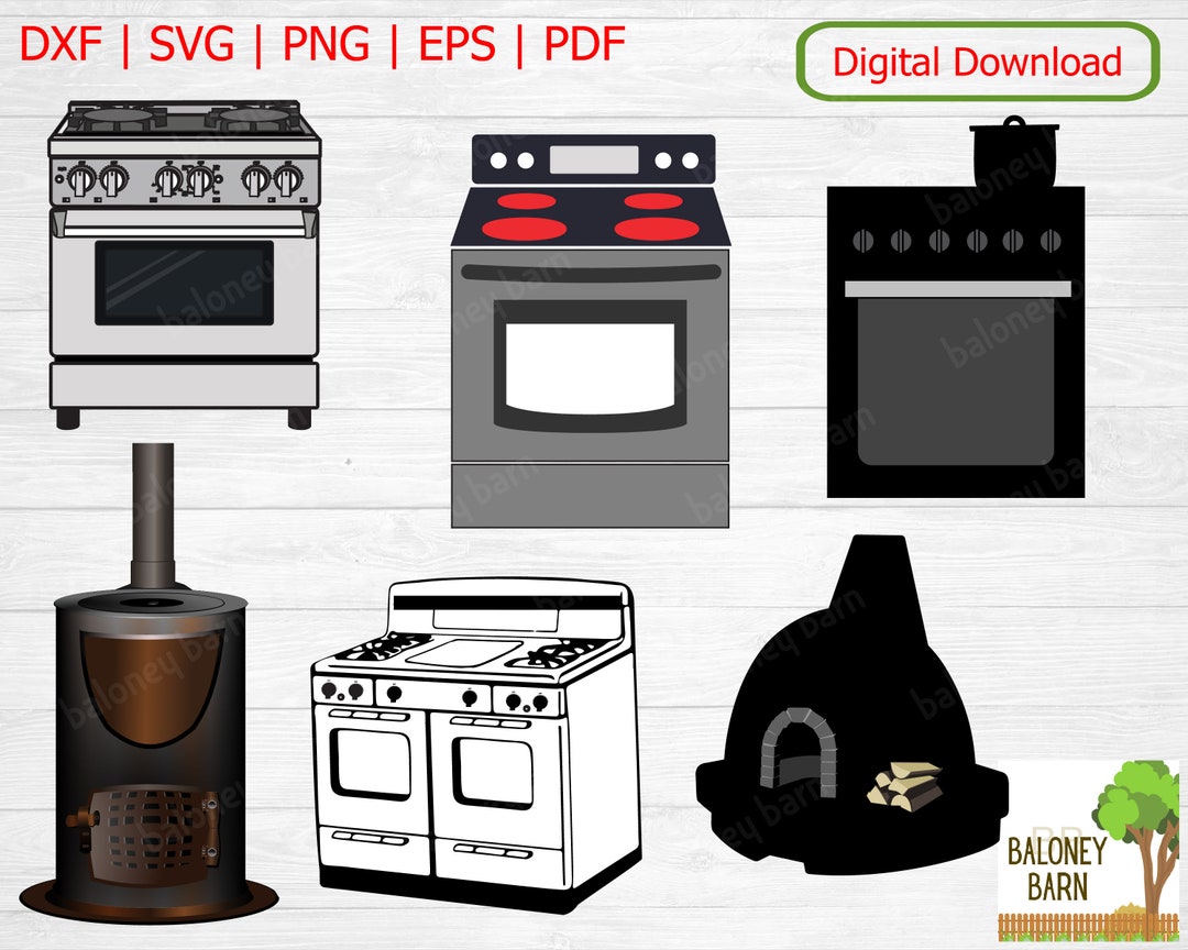 Household Stove Clipart, Kitchen Appliance, Stove Silhouette, Double ...
