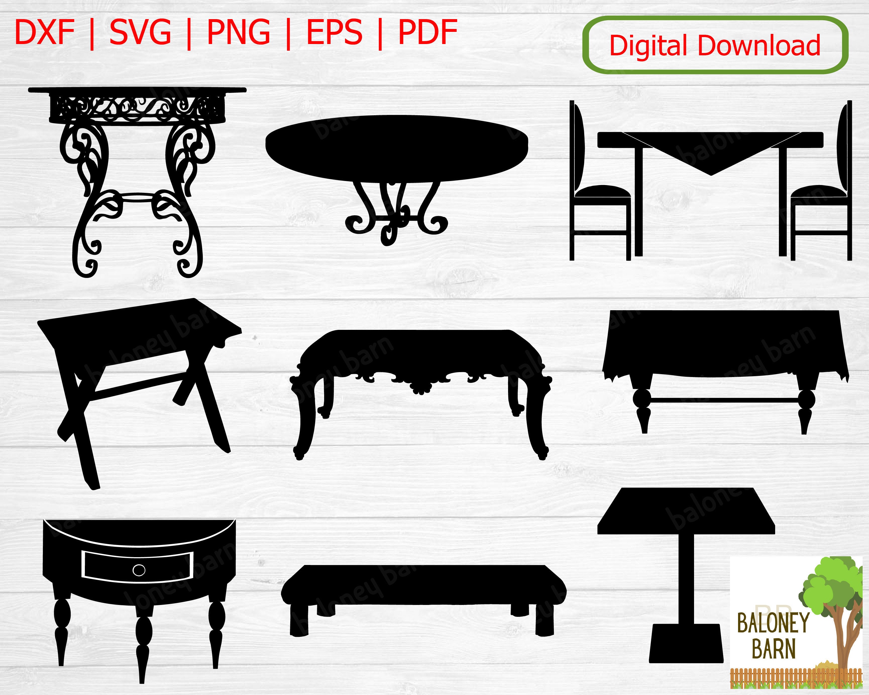 Table Clipart SVG Table Silhouette Table Chairs Coffee - Etsy