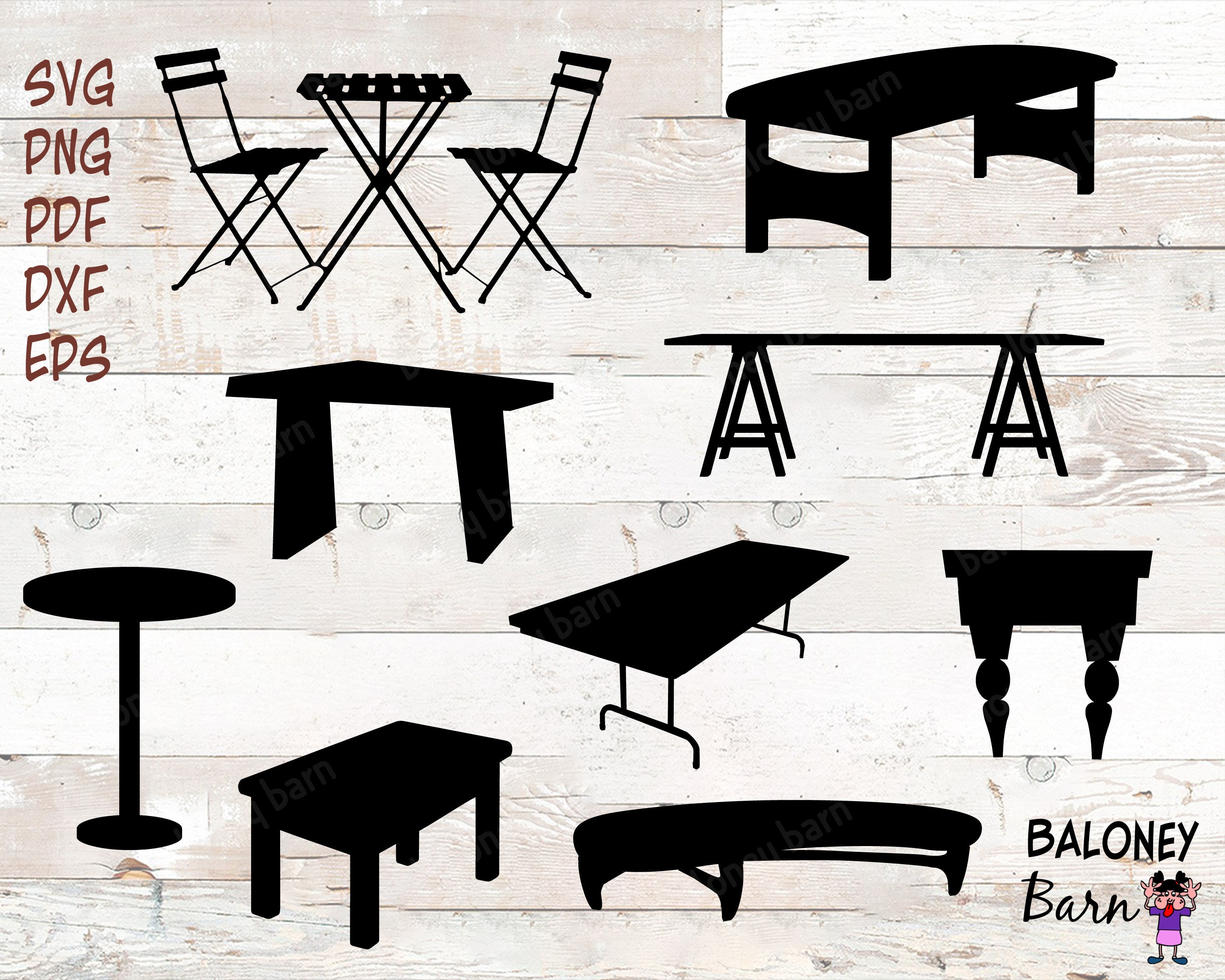 Table Clipart SVG Tables Silhouette Table Chairs Coffee - Etsy UK
