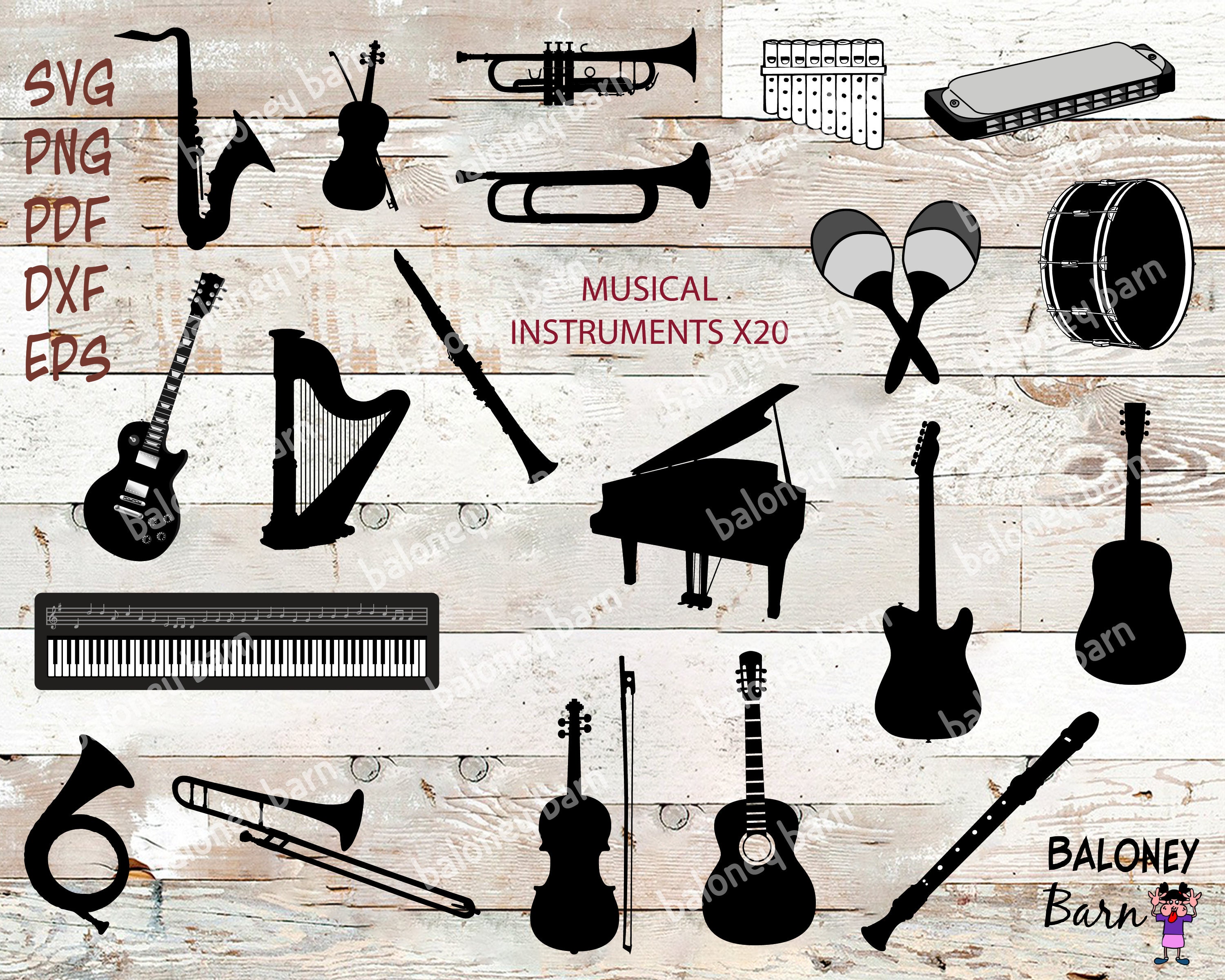 Musical Instruments Clipart Piano SVG Guitar Clip Art - Etsy
