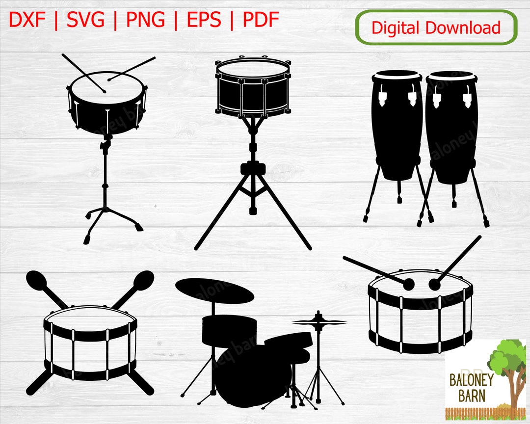 Drums Clipart, Drumming SVG, Snare Bass Drum, Percussion Instrument ...