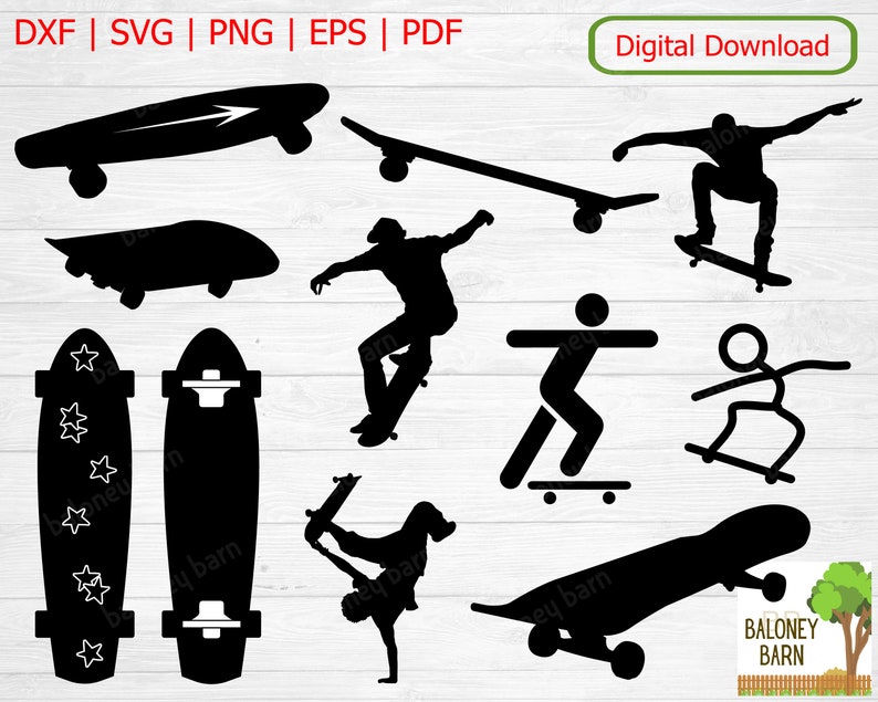Skateboard Clipart Skateboarding SVG Skate Board Silhouette - Etsy