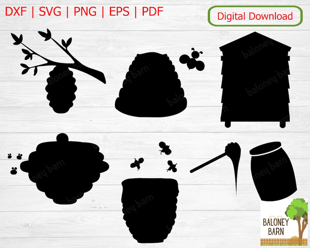 Bee Hive Clipart, Bee House SVG, Bee Hive Silhouette, Honey Jar, Honey ...