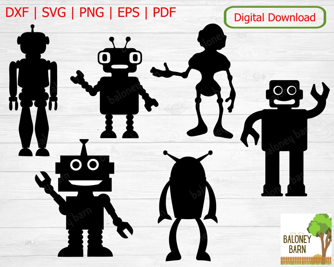 Robot Clipart, Roboter SVG, Robot Silhouette, Bot Image, Android Decal ...