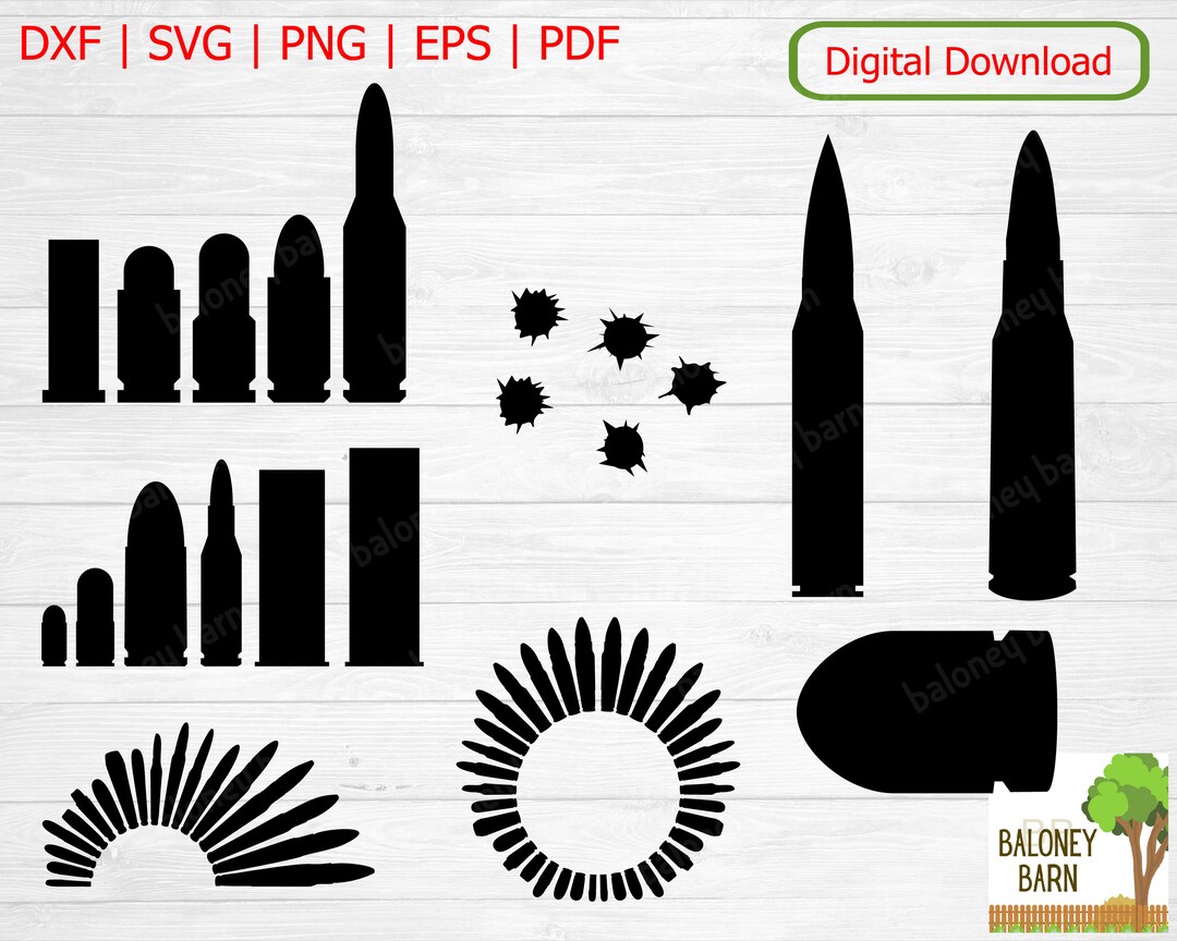Bullets Clipart Bundle, Lead Silhouette, Ammunition SVG, Bullet Holes ...