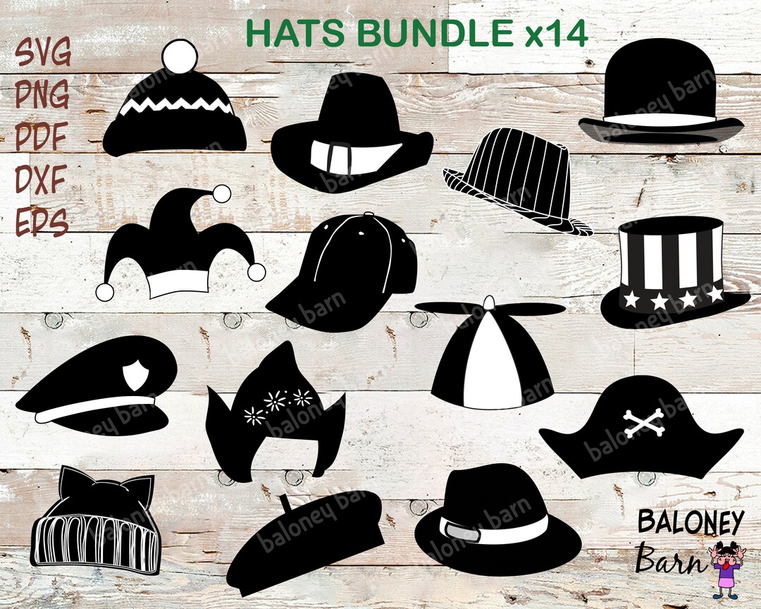 Hats Clipart Hat SVG Hat Clipart Hats Silhouette Hat - Etsy