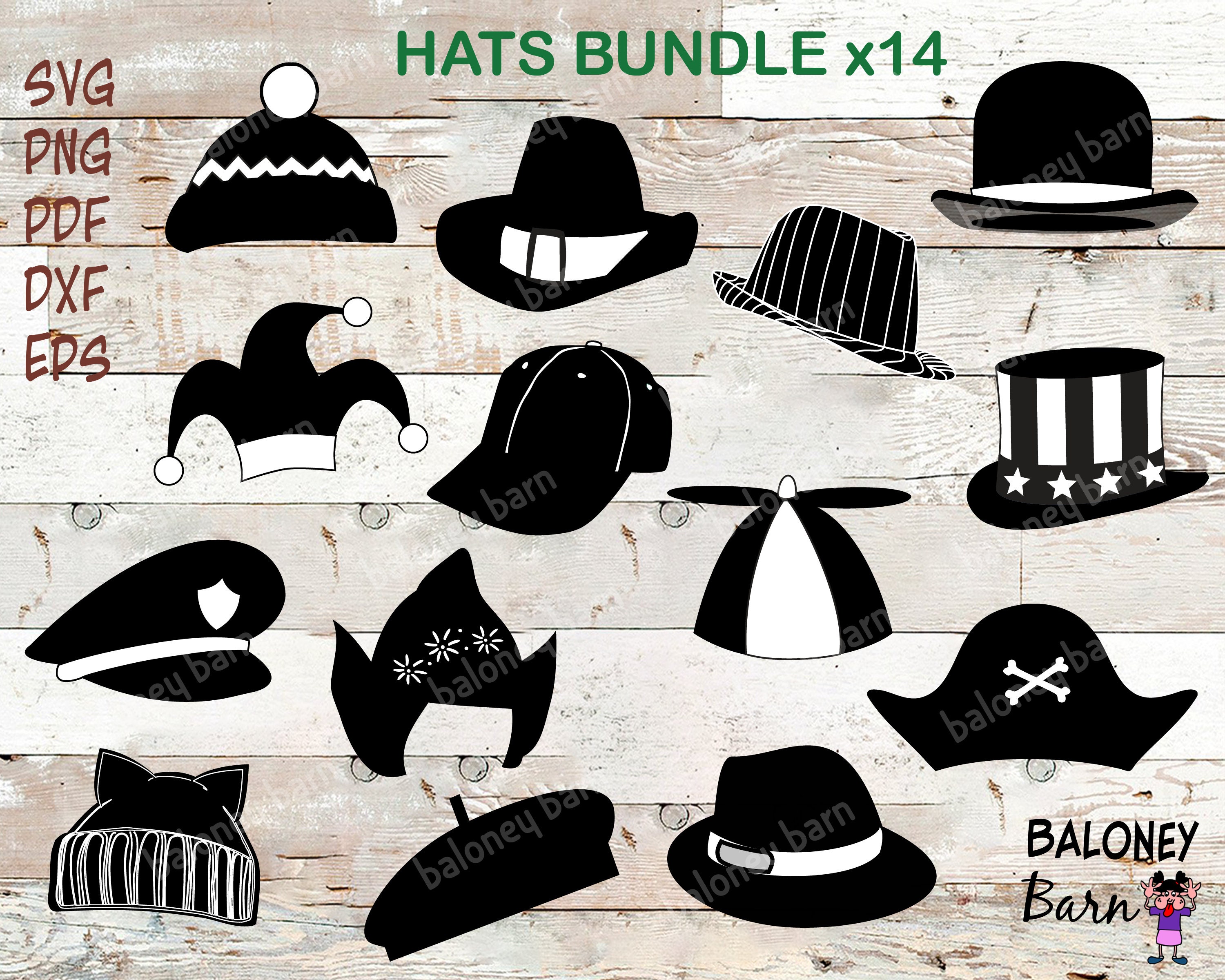 Hats Clipart Hat SVG Hat Clipart Hats Silhouette Hat - Etsy