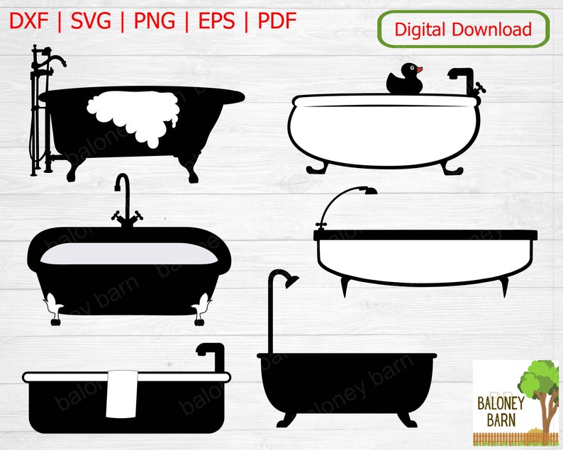 Bathtub Clipart Tub SVG Tap Faucet Bath Time Bathtub - Etsy