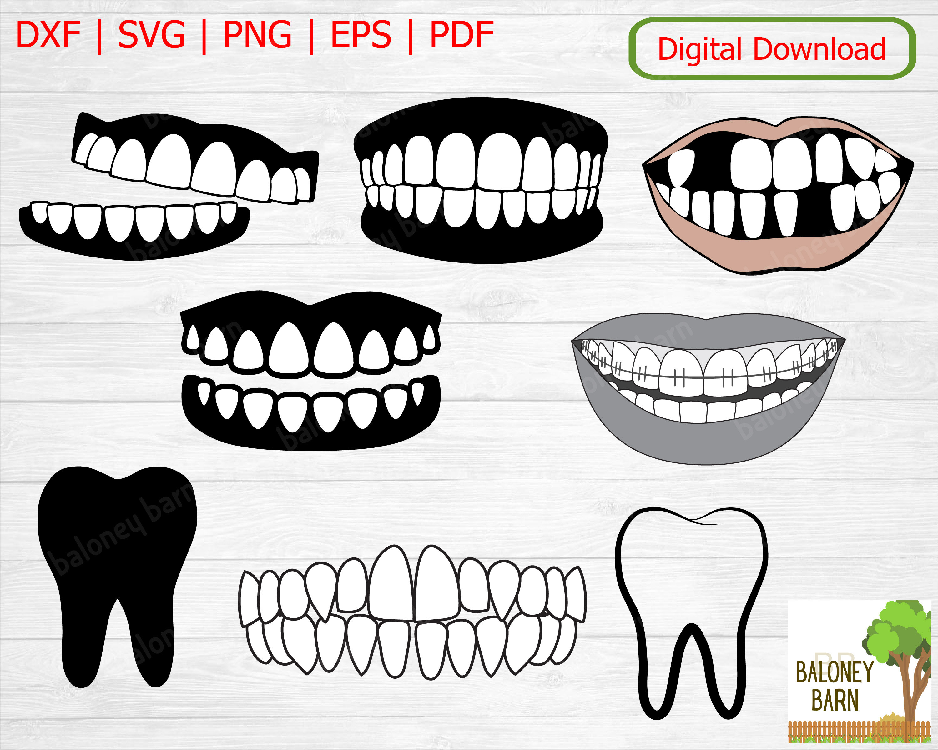 Teeth Clipart Tooth SVG Tooth Silhouette False Teeth - Etsy Australia