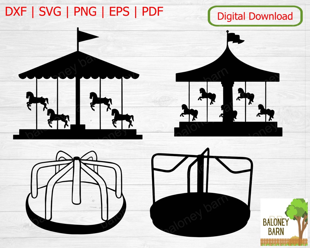 Merry Go Round Clipart, Carousel SVG, Fröhliche Runde Silhouette ...