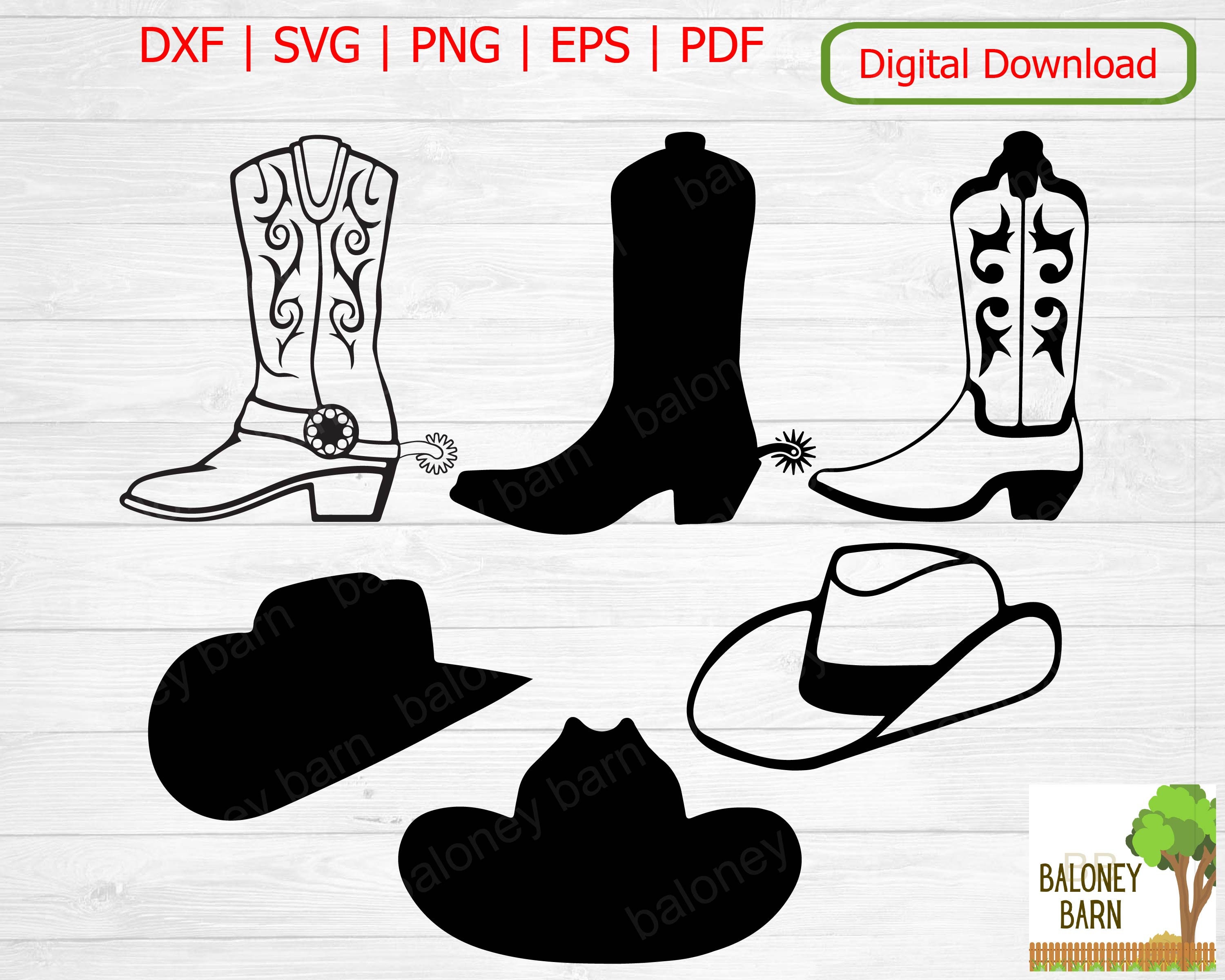 Cowboy Boots Clipart, Hat SVG, Cowboy Hat Silhouette, Spur Spurs ...