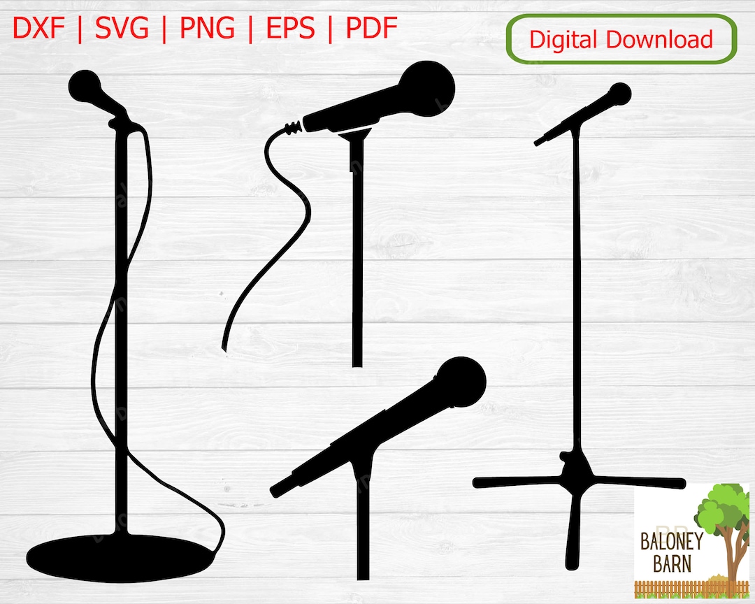 Microphone Clipart, Mic SVG, Microphone Silhouette, Mikrofon Stand, Mic ...
