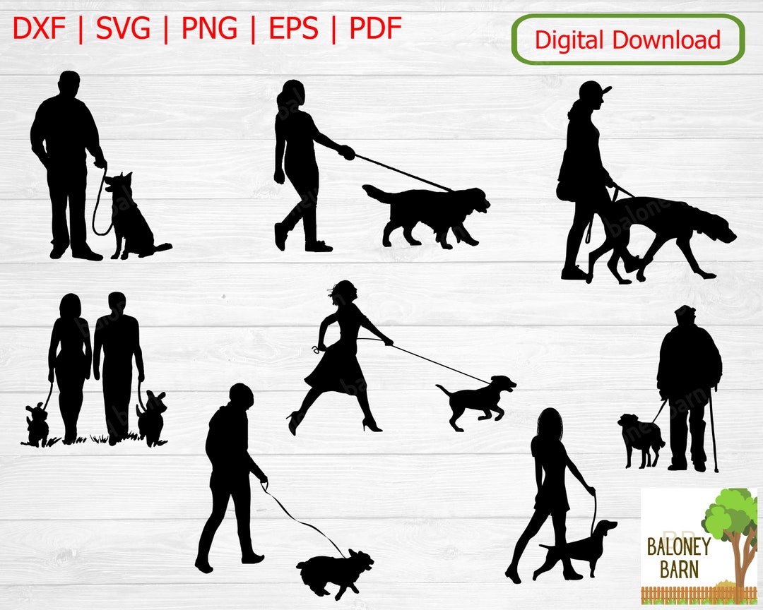 Dog Walking Clipart, Hund SVG, Dog Walker Silhouette, Family Dog Image ...