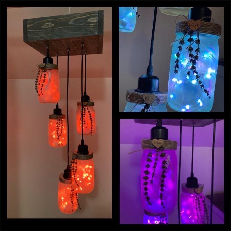 Lavender Rustic Fairy Light Hanging Chandelier Remote-control Battery ...