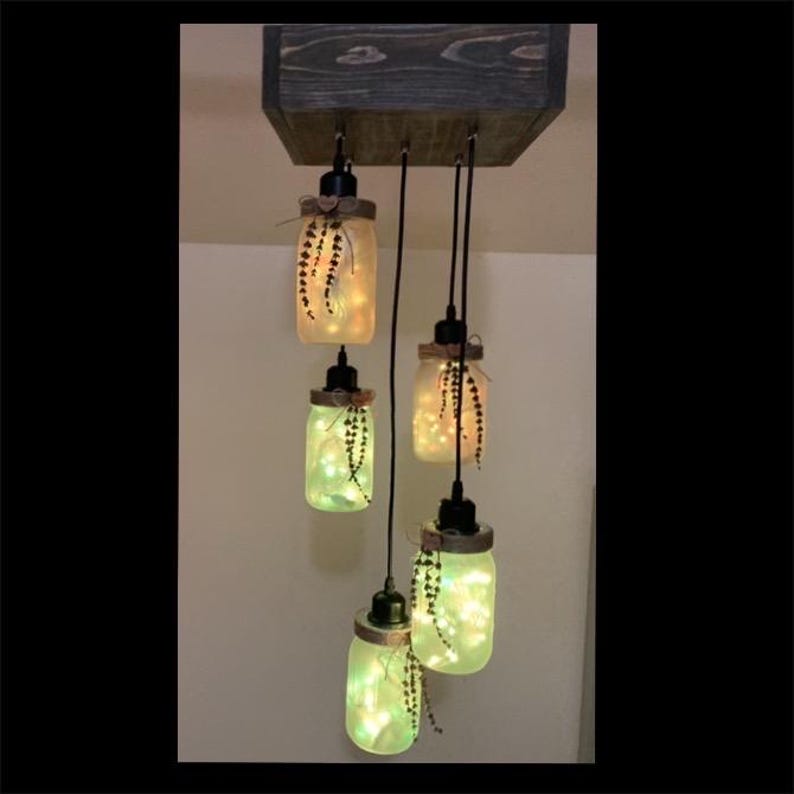 Lavender Rustic Fairy Light Hanging Chandelier Remote-control Battery ...