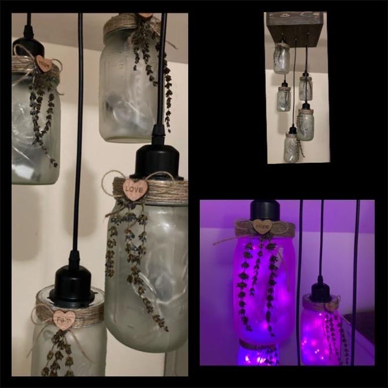 Lavender Rustic Fairy Light Hanging Chandelier Remote-control Battery ...