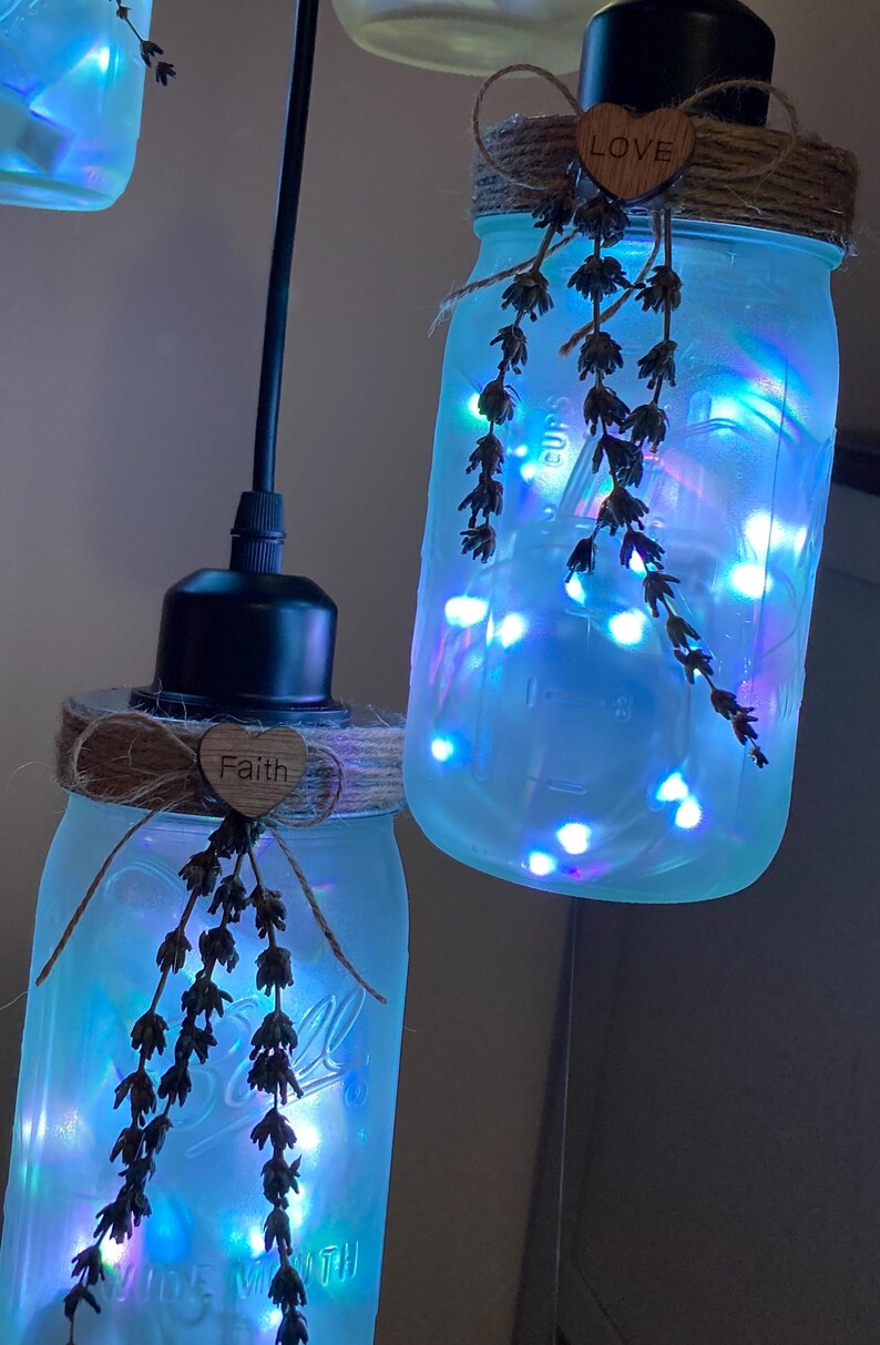 Lavender Rustic Fairy Light Hanging Chandelier Remote-control Battery ...