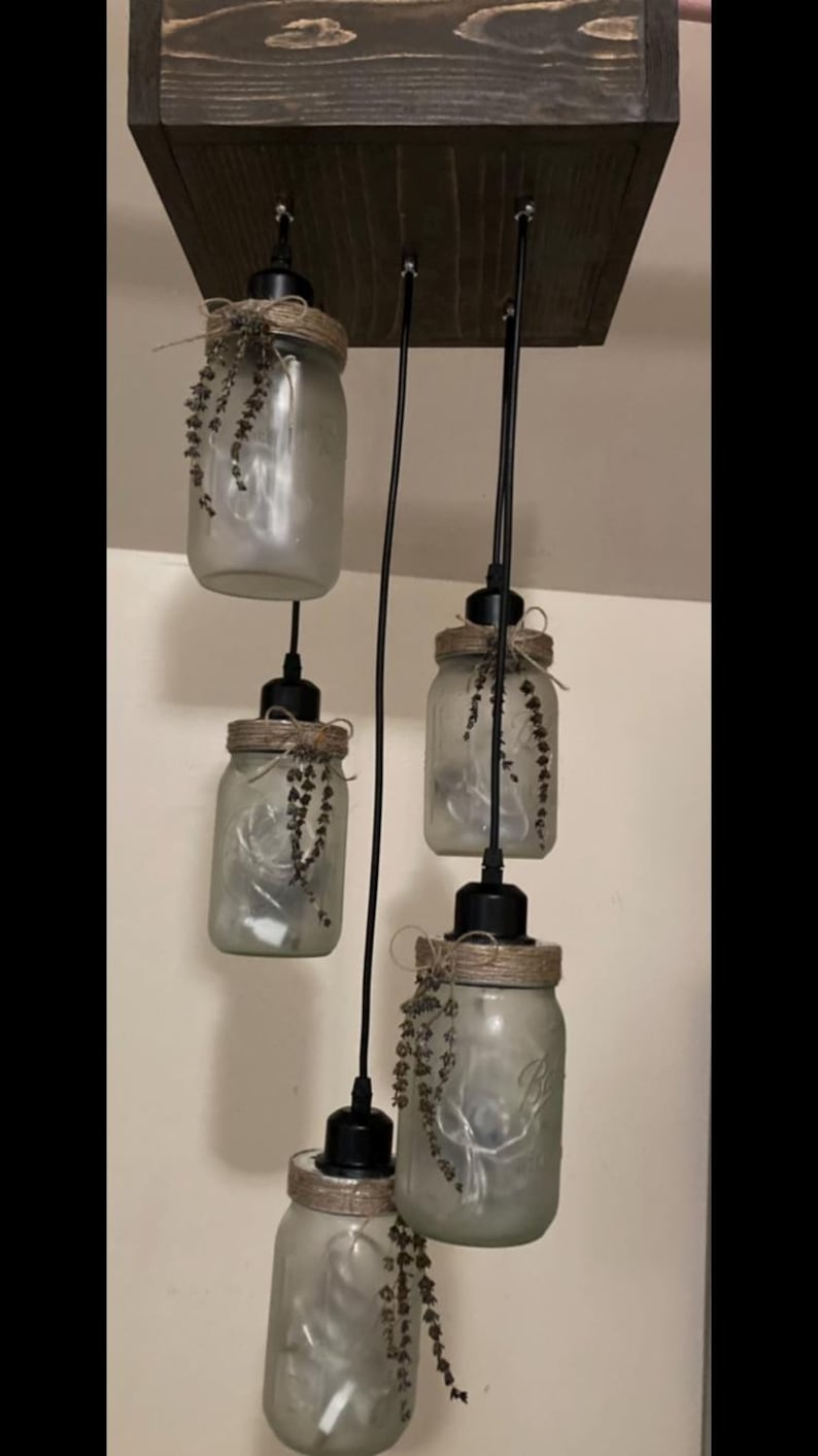 Lavender Rustic Fairy Light Hanging Chandelier Remote-control Battery ...