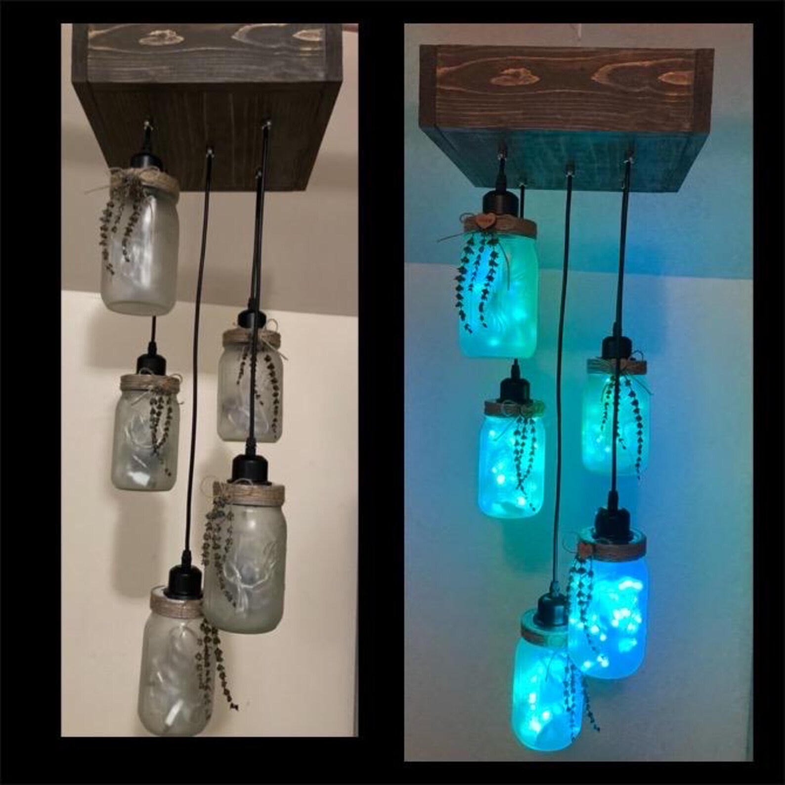 Lavender Rustic Fairy Light Hanging Chandelier Remote-control Battery ...