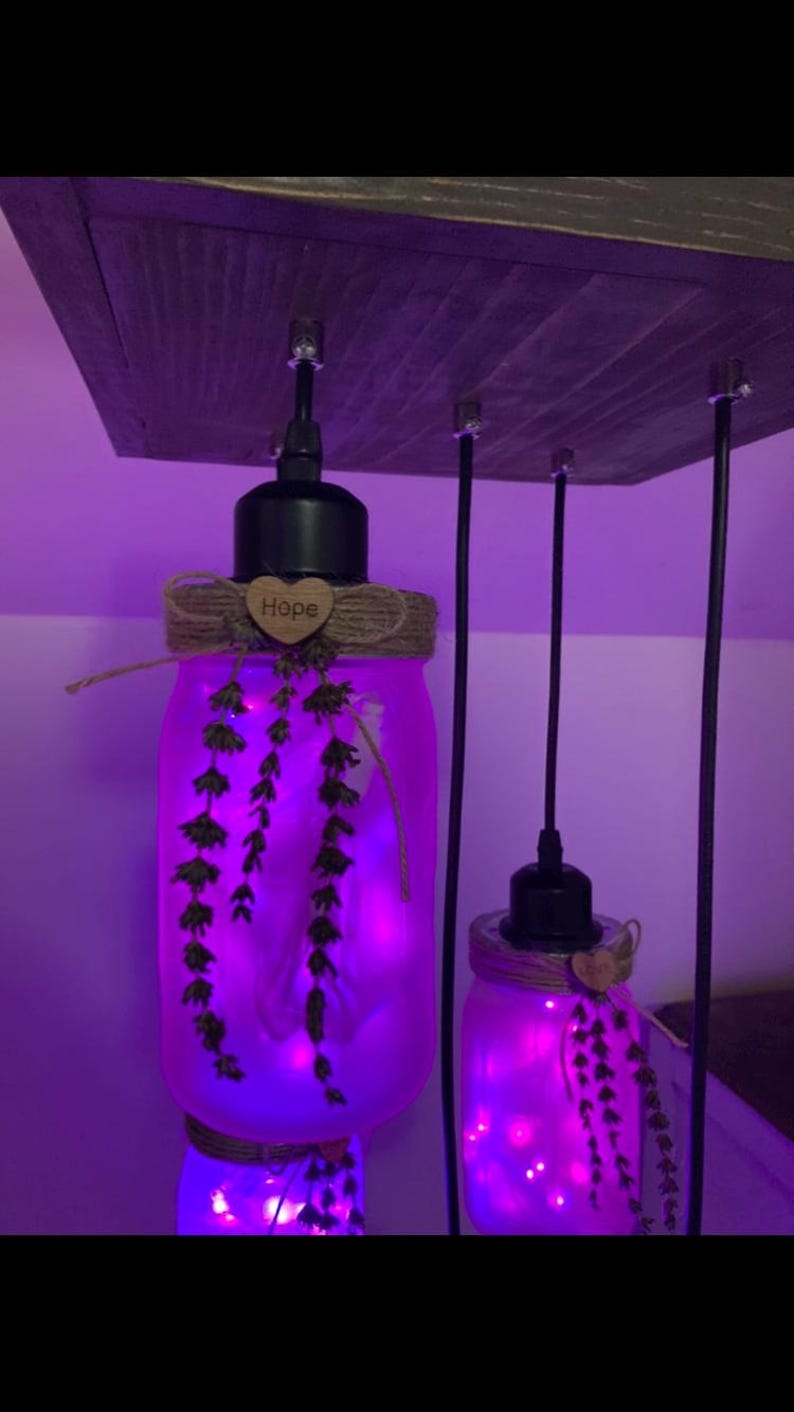 Lavender Rustic Fairy Light Hanging Chandelier Remote-control Battery ...
