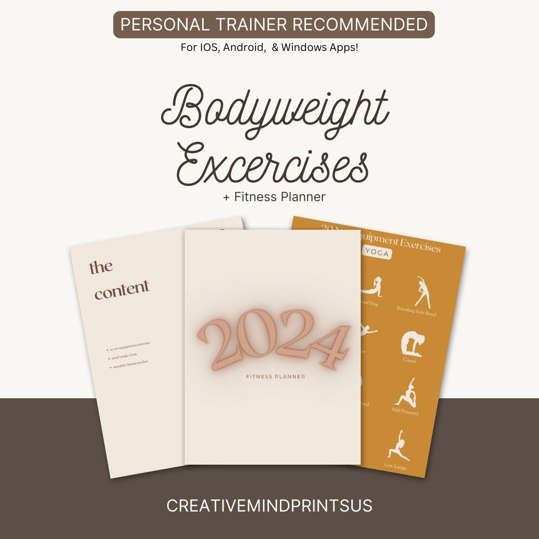 Bodyweight Exercise Reference: Illustrated Guide With 6 Pages | No ...