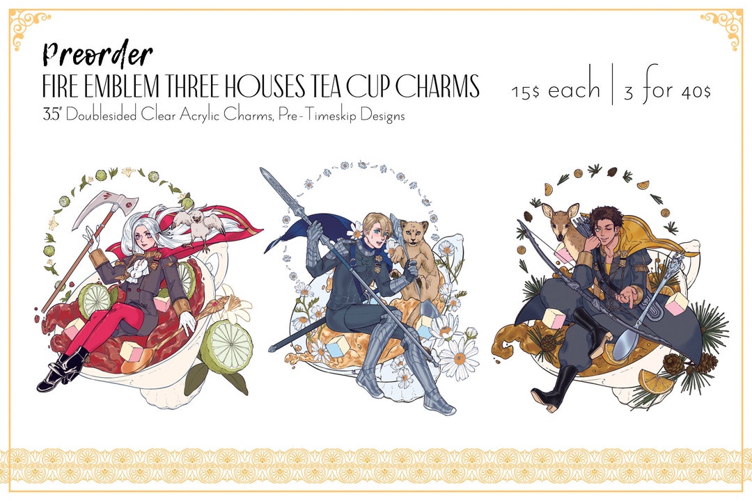 Fire Emblem Three Houses: 3.5" Tea Cup Charms - Etsy