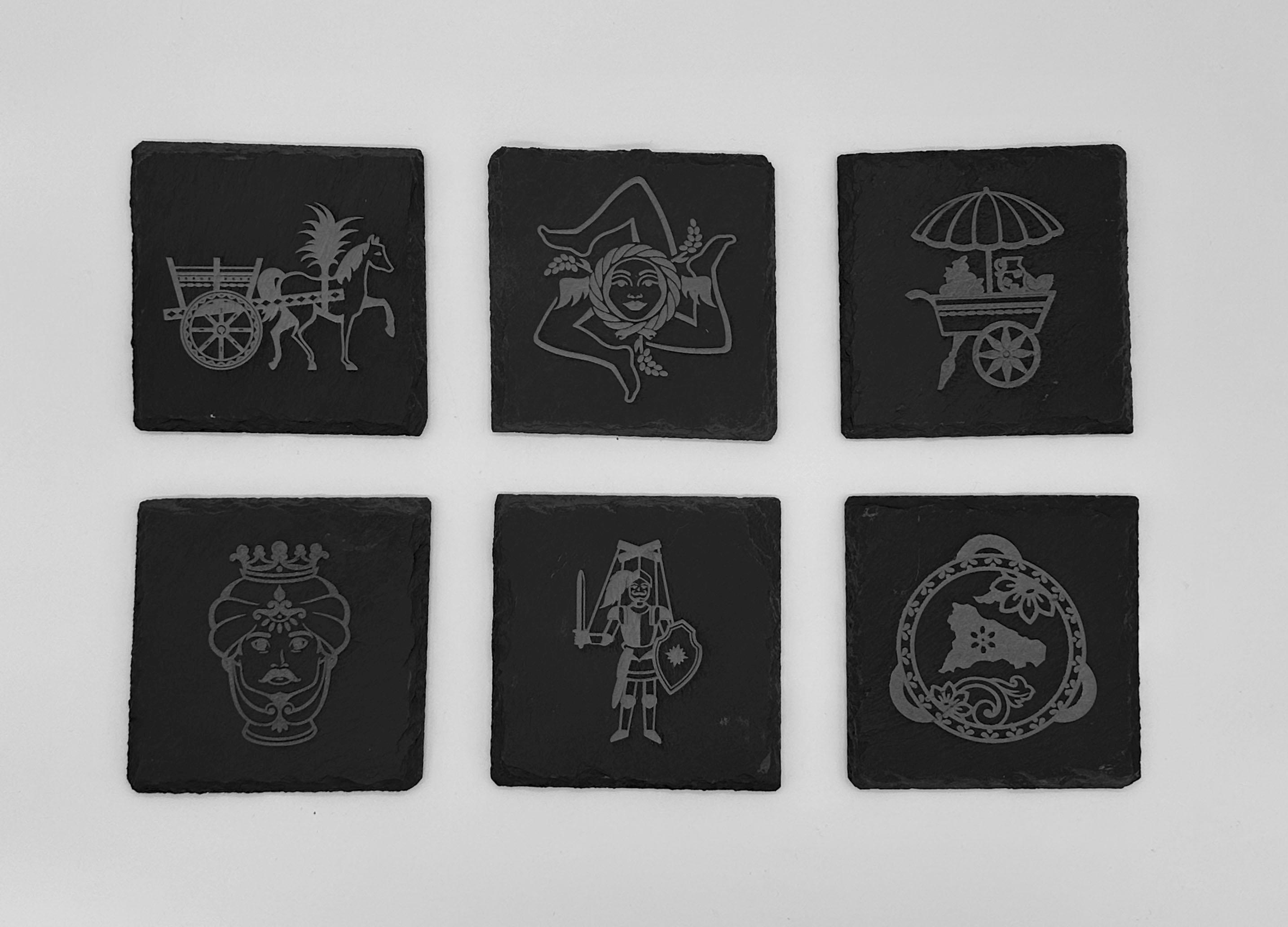 Cultural Symbols of Sicily- Slate Coasters Set #1 - Etsy